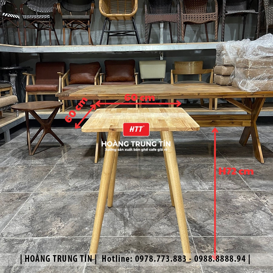 Bàn cafe gỗ cao su HTT01