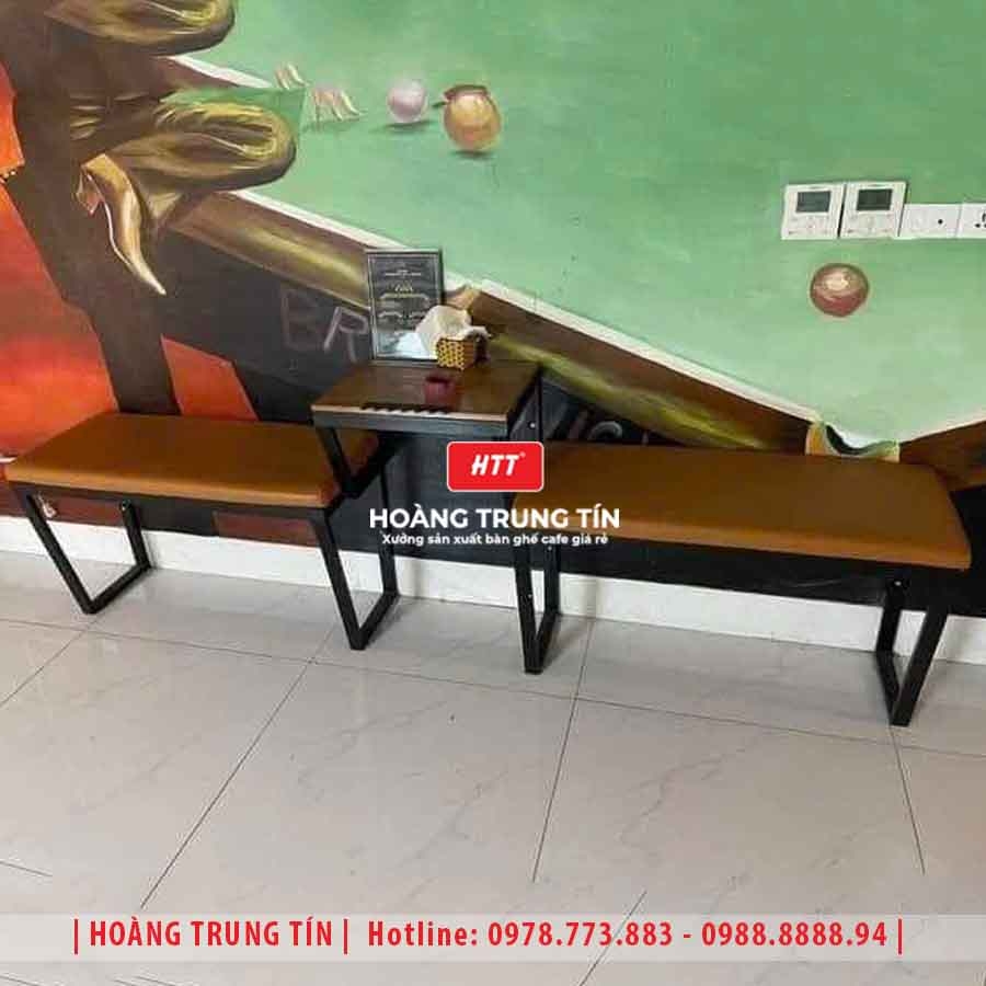 Ghế Băng Dài Chân Sắt Mặt Nệm Cafe - Bida HTT14 | Hoàng Trung Tín